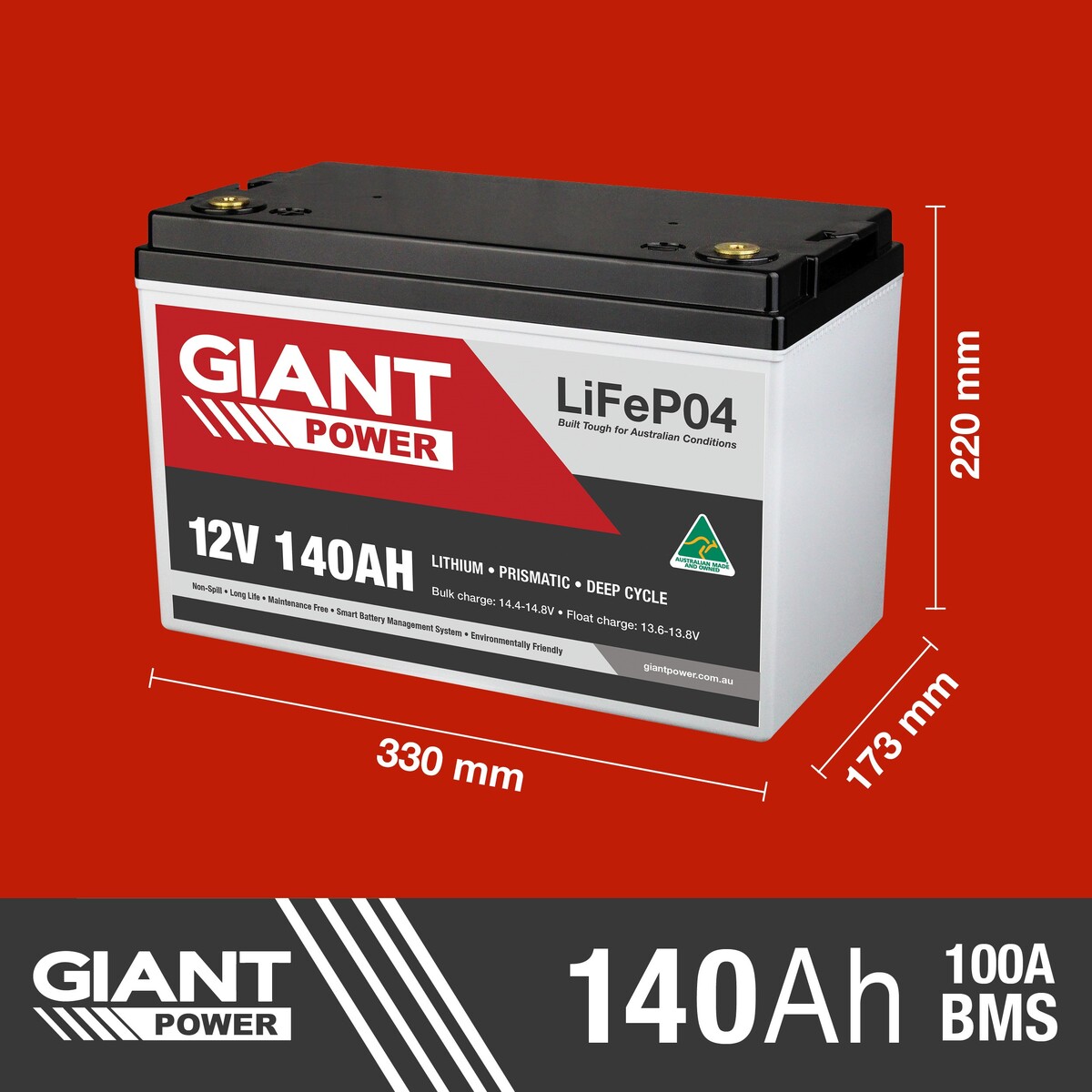 GIANT 140AH Lithium Deep Cycle Battery | 140AH Lithium Battery ...