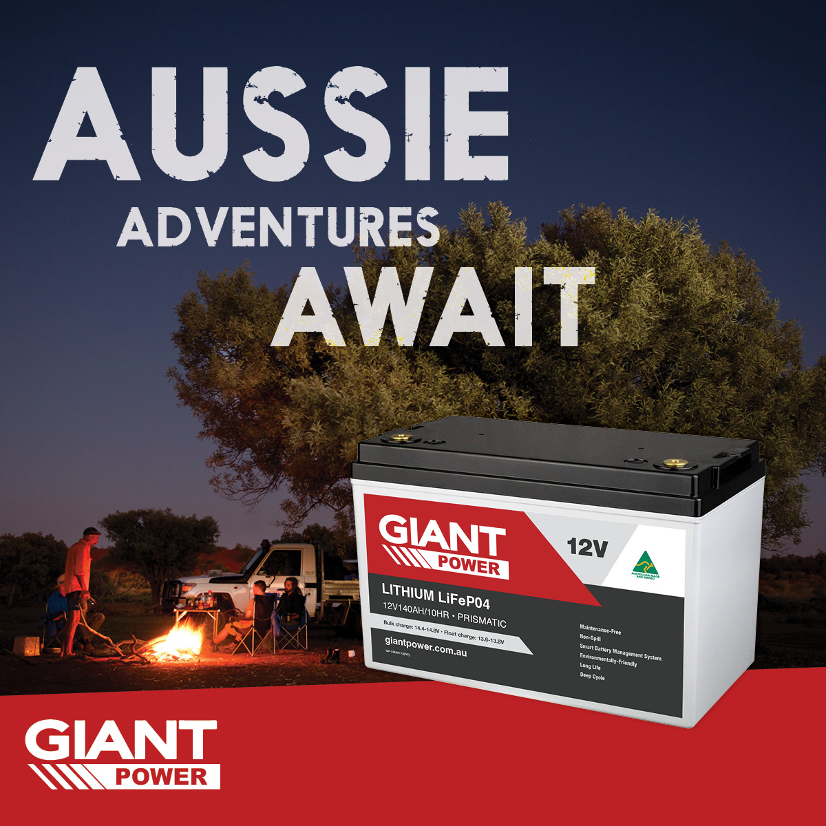 GIANT 140AH Lithium Deep Cycle Battery | 140AH Lithium Battery ...