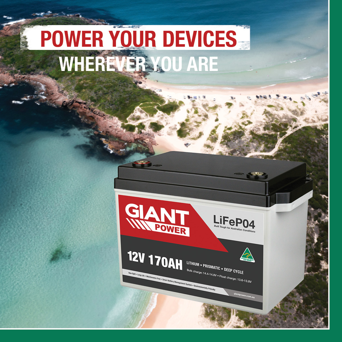 GIANT 170AH Lithium Deep Cycle Battery | 170AH Lithium Battery ...